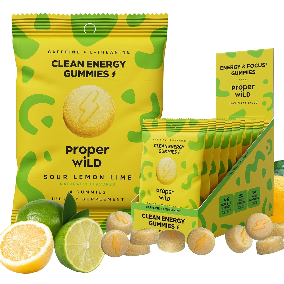 Proper Wild energy gummies lemon lime