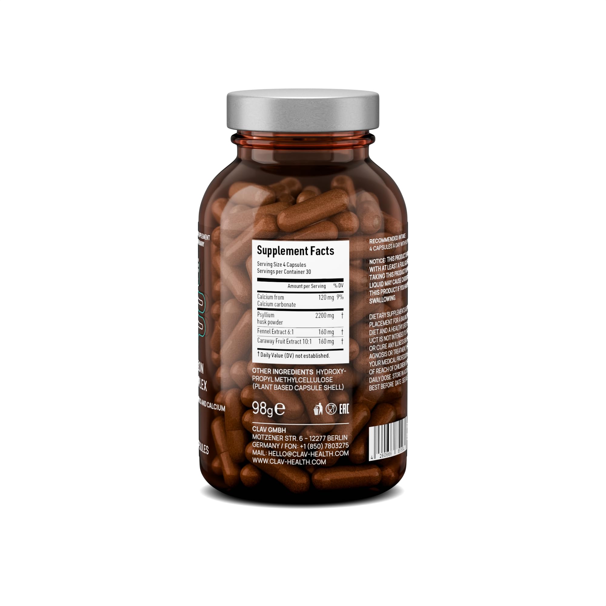 Psyllium capsules for a balanced diet