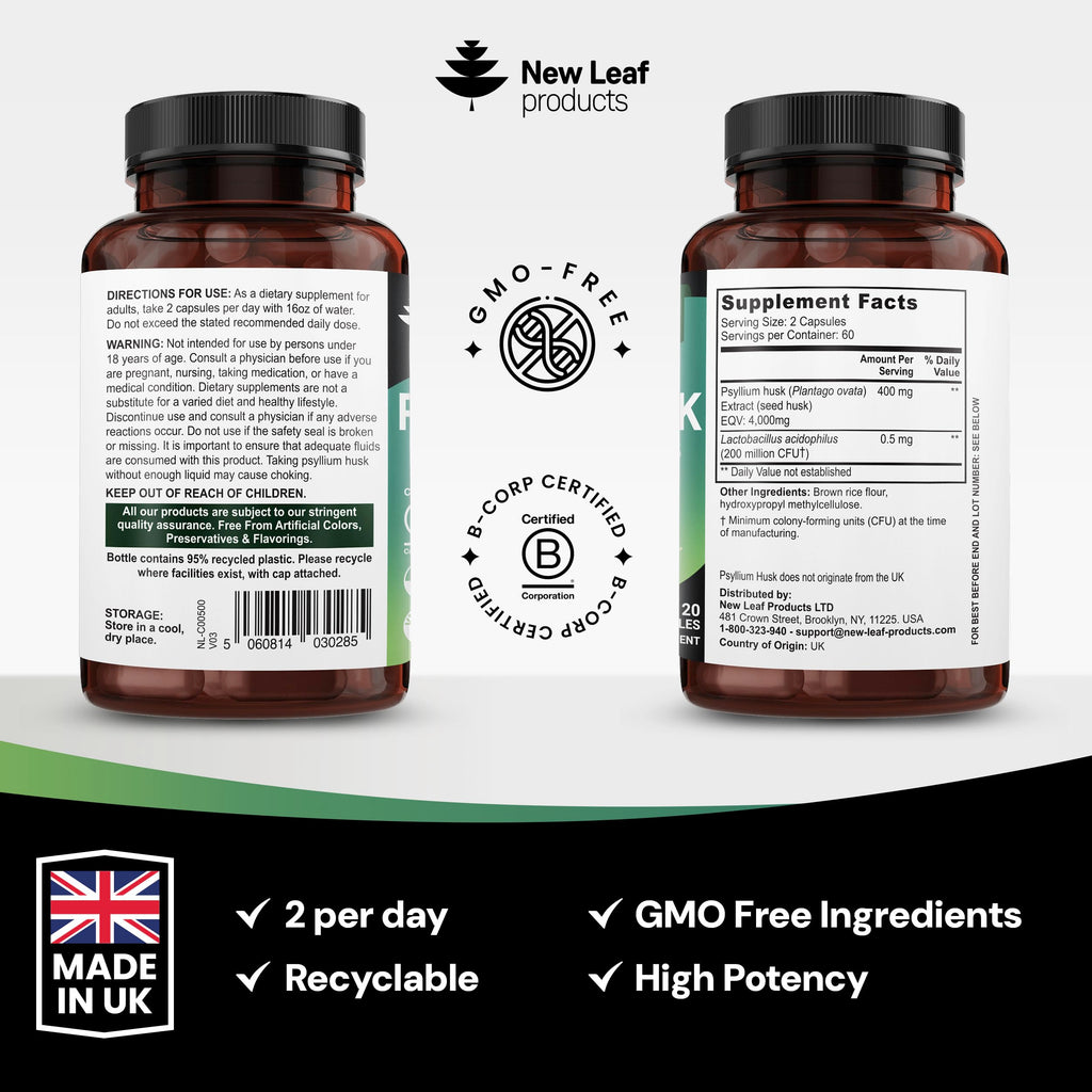 Psyllium fiber capsules for easy intake