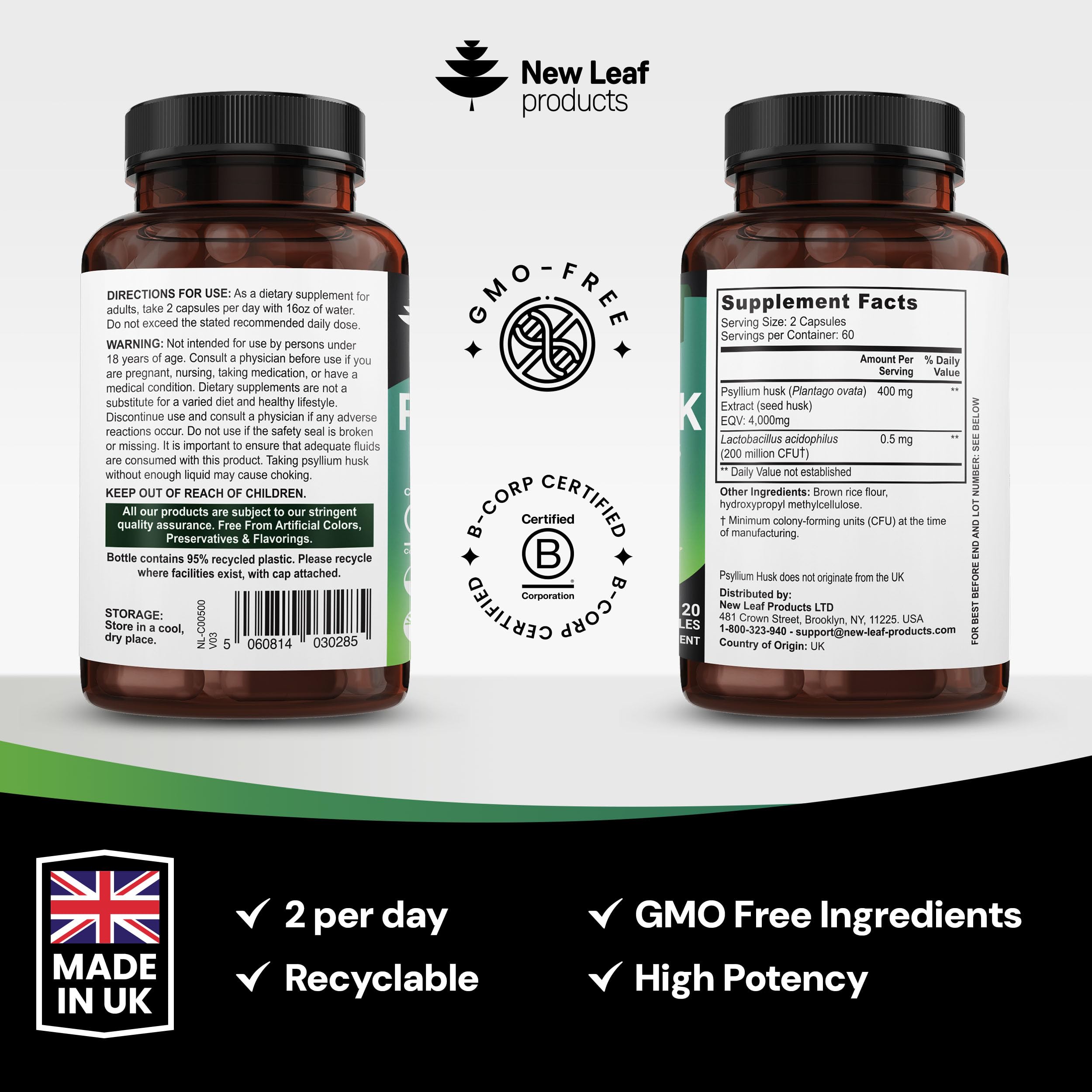 Psyllium fiber capsules for easy intake