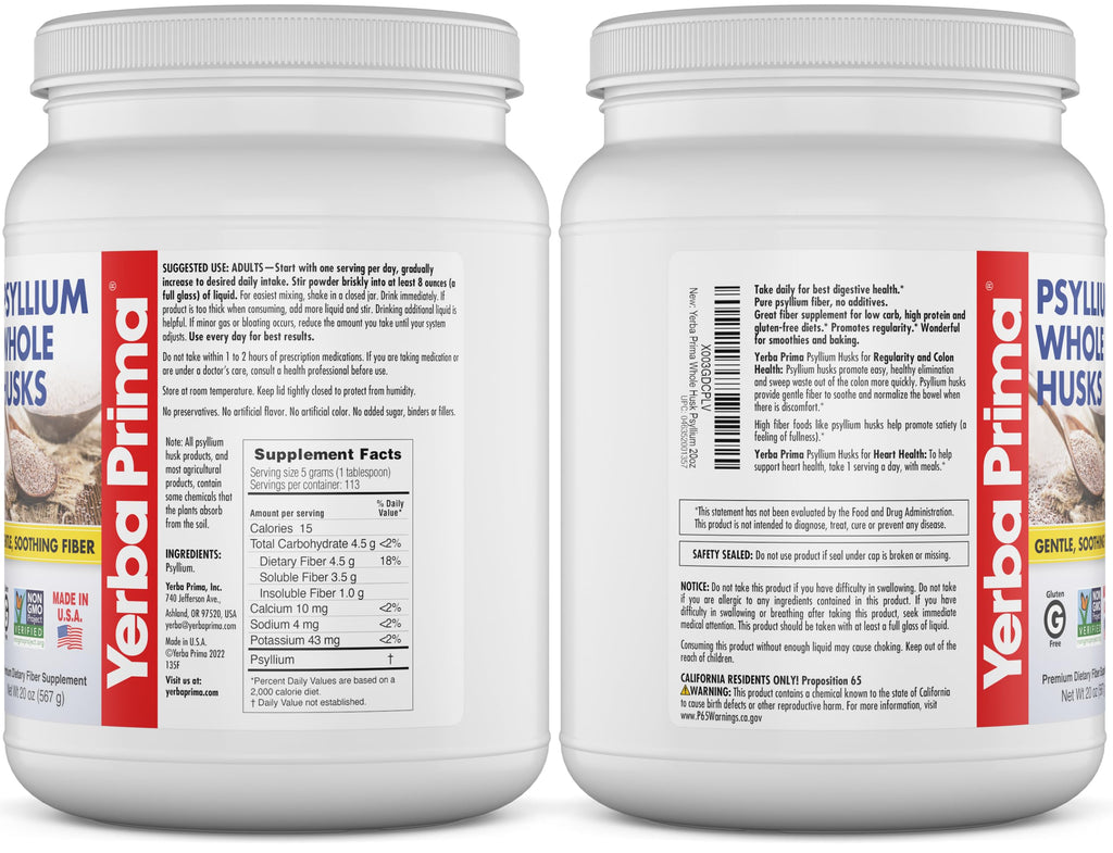 Psyllium fiber supplement for bloating relief