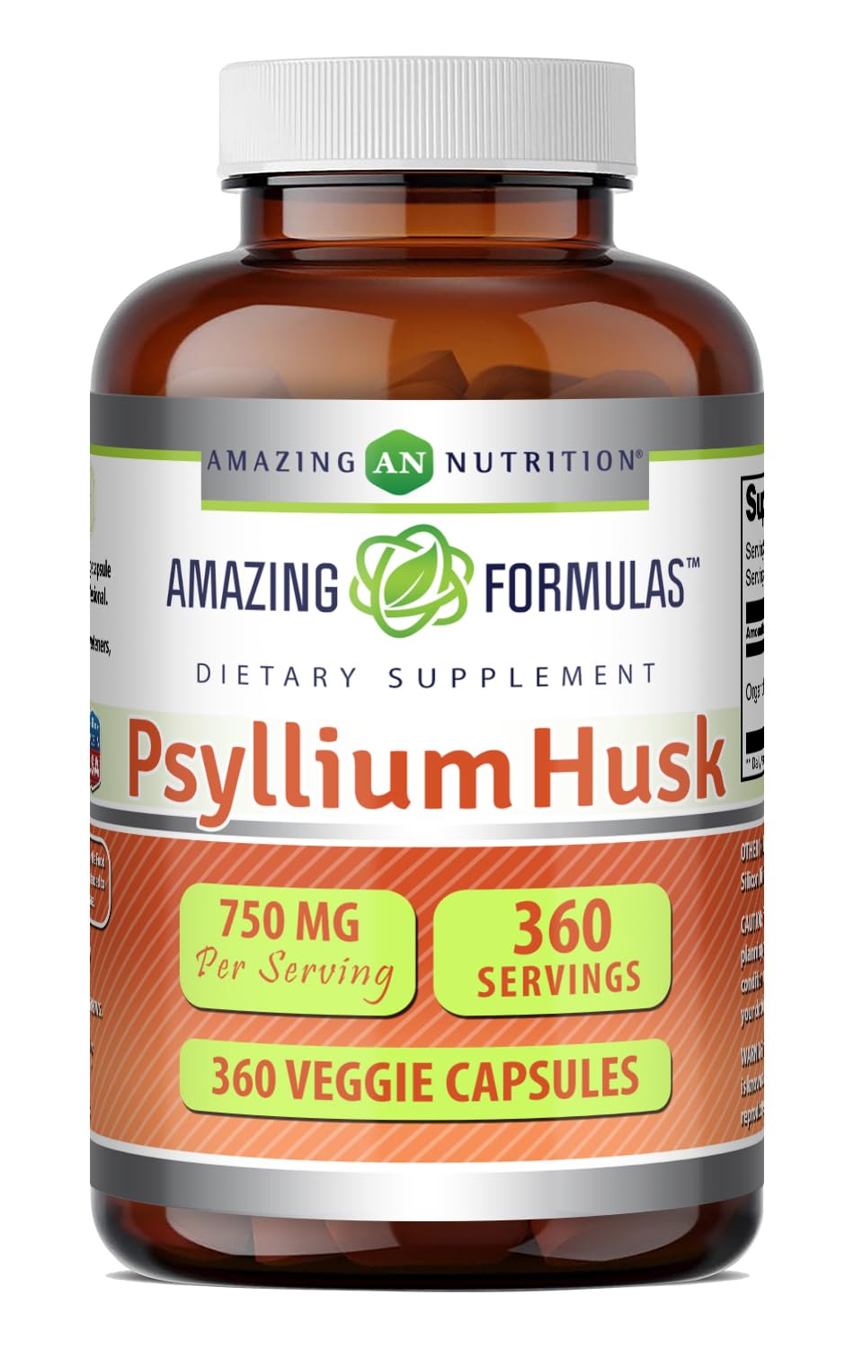 Psyllium husk fiber supplement capsules