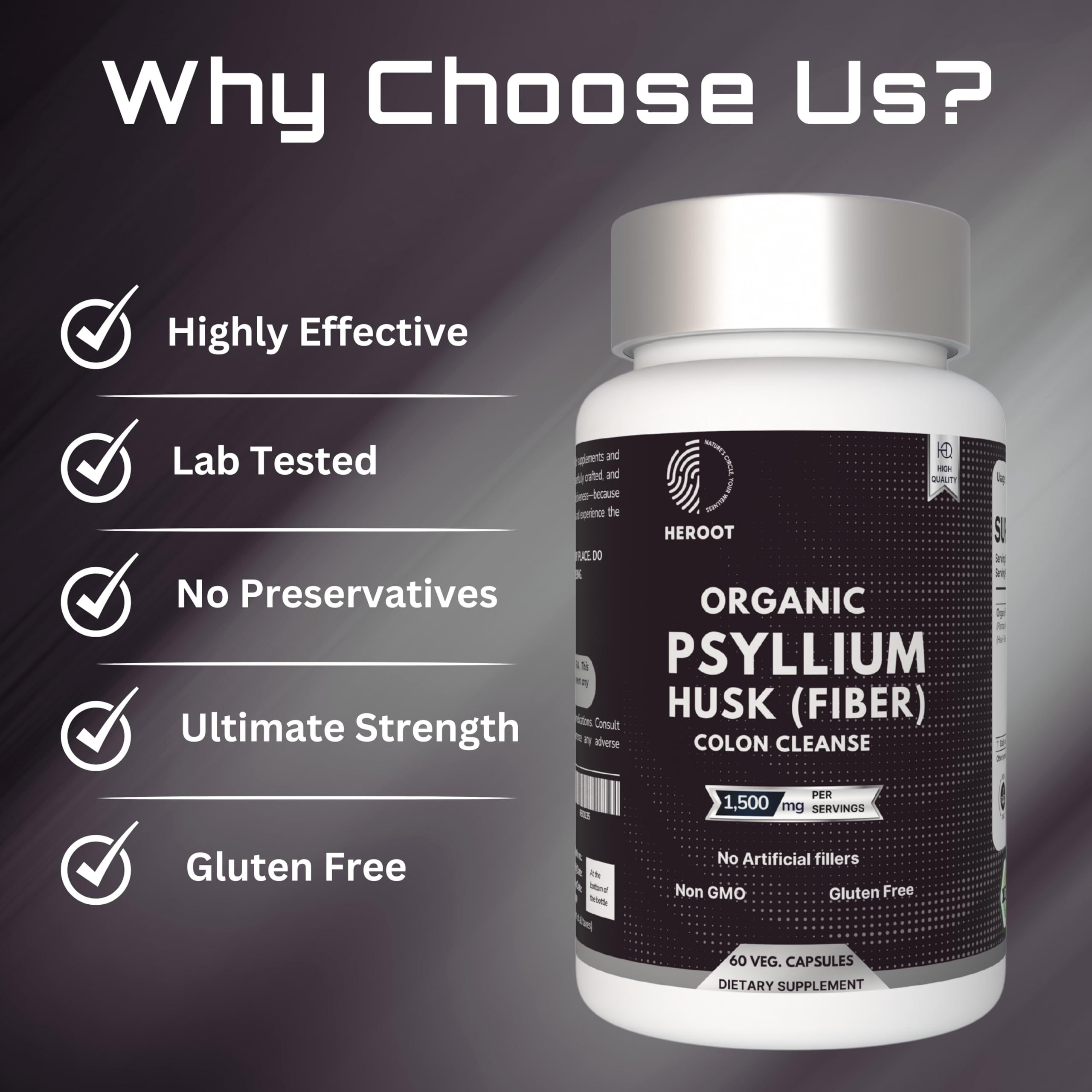 Psyllium plant-based fibre capsules