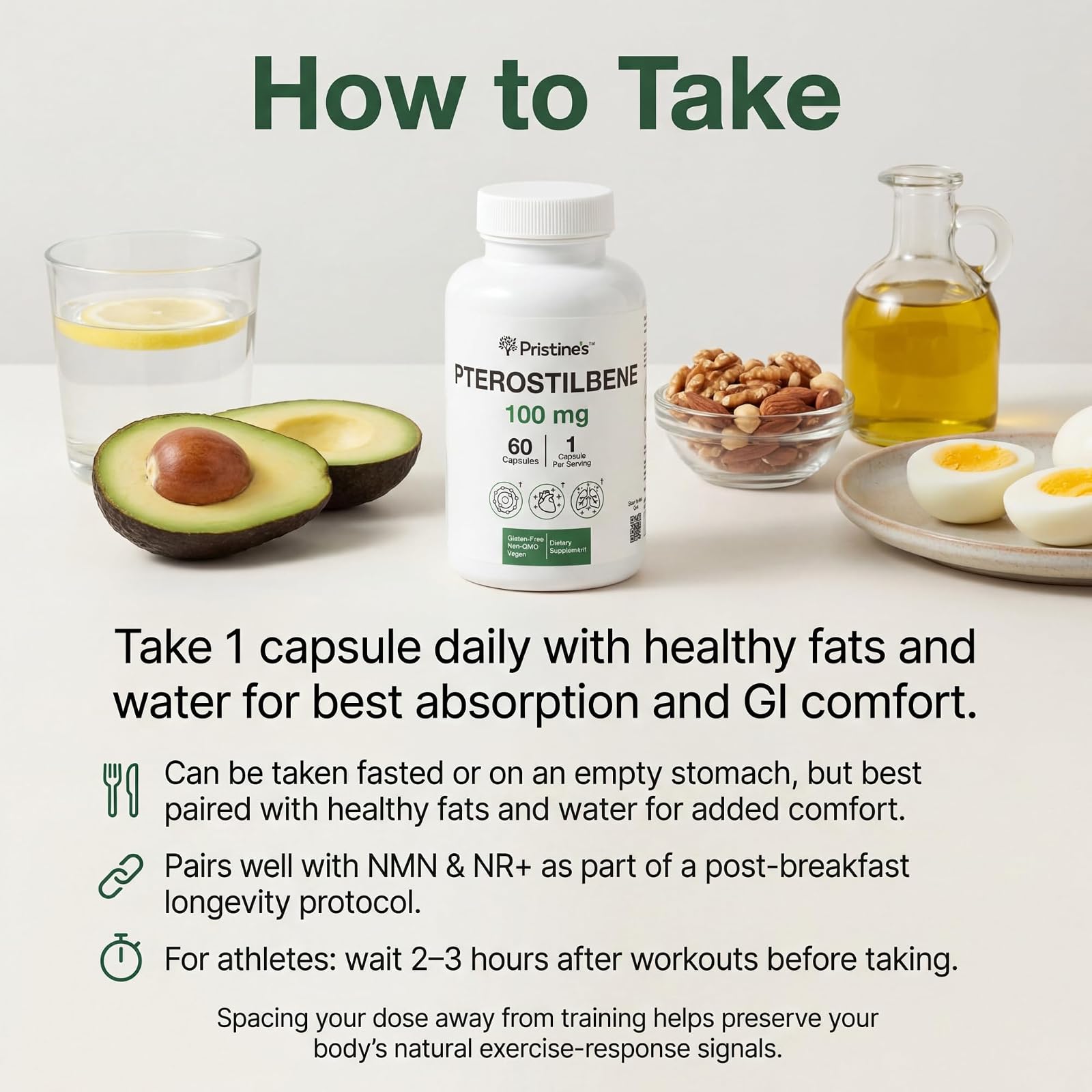 Pterostilbene supplement for energy
