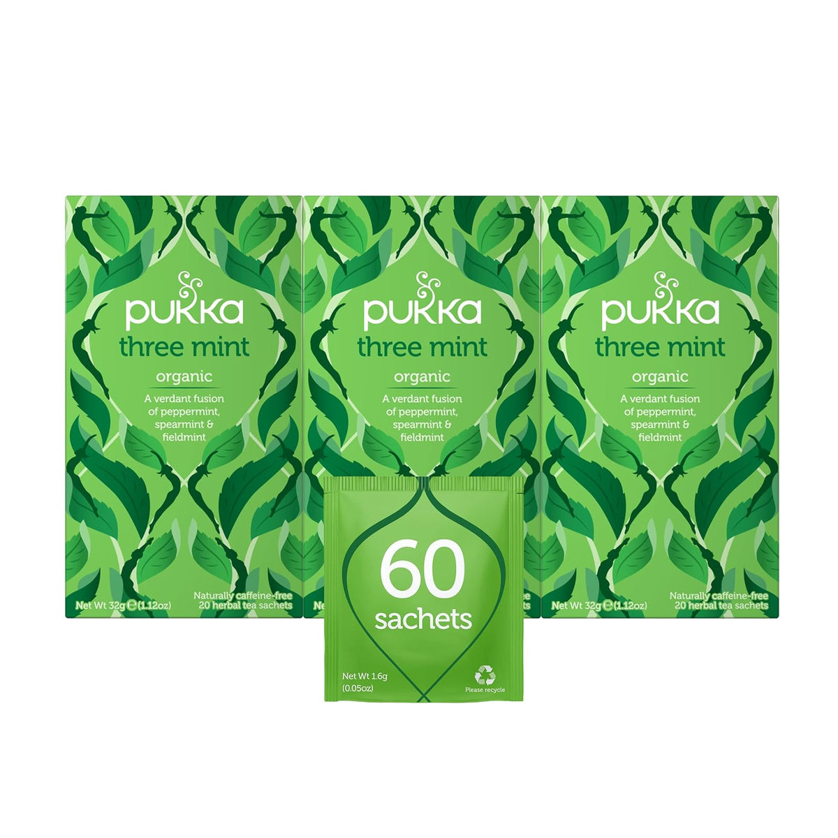 Pukka Three Mint herbal tea bags