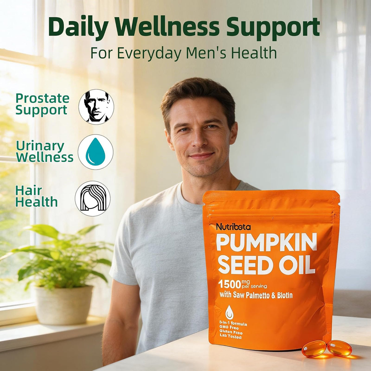 Pumpkin seed oil for prostate support