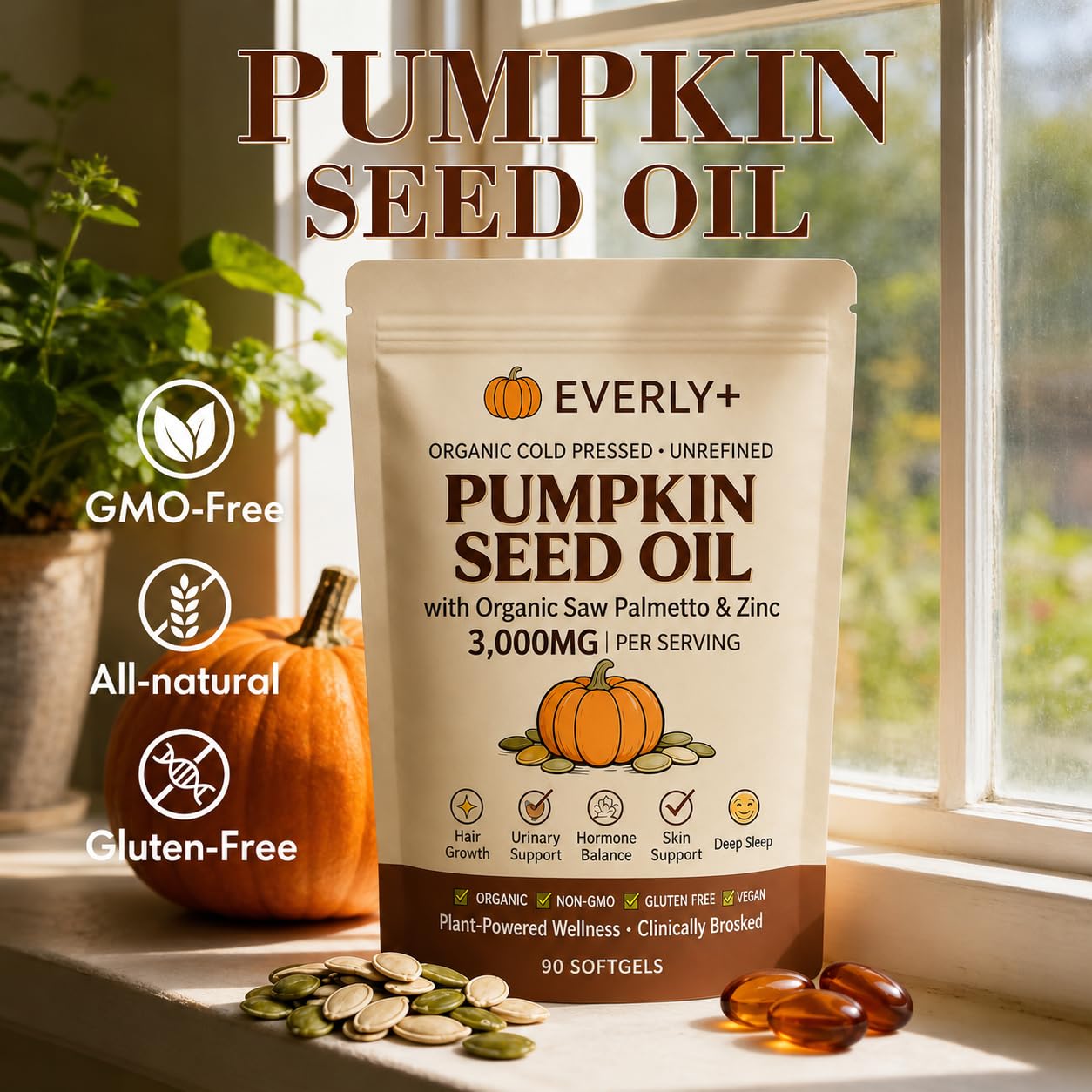 Pumpkin seed oil for prostate support
