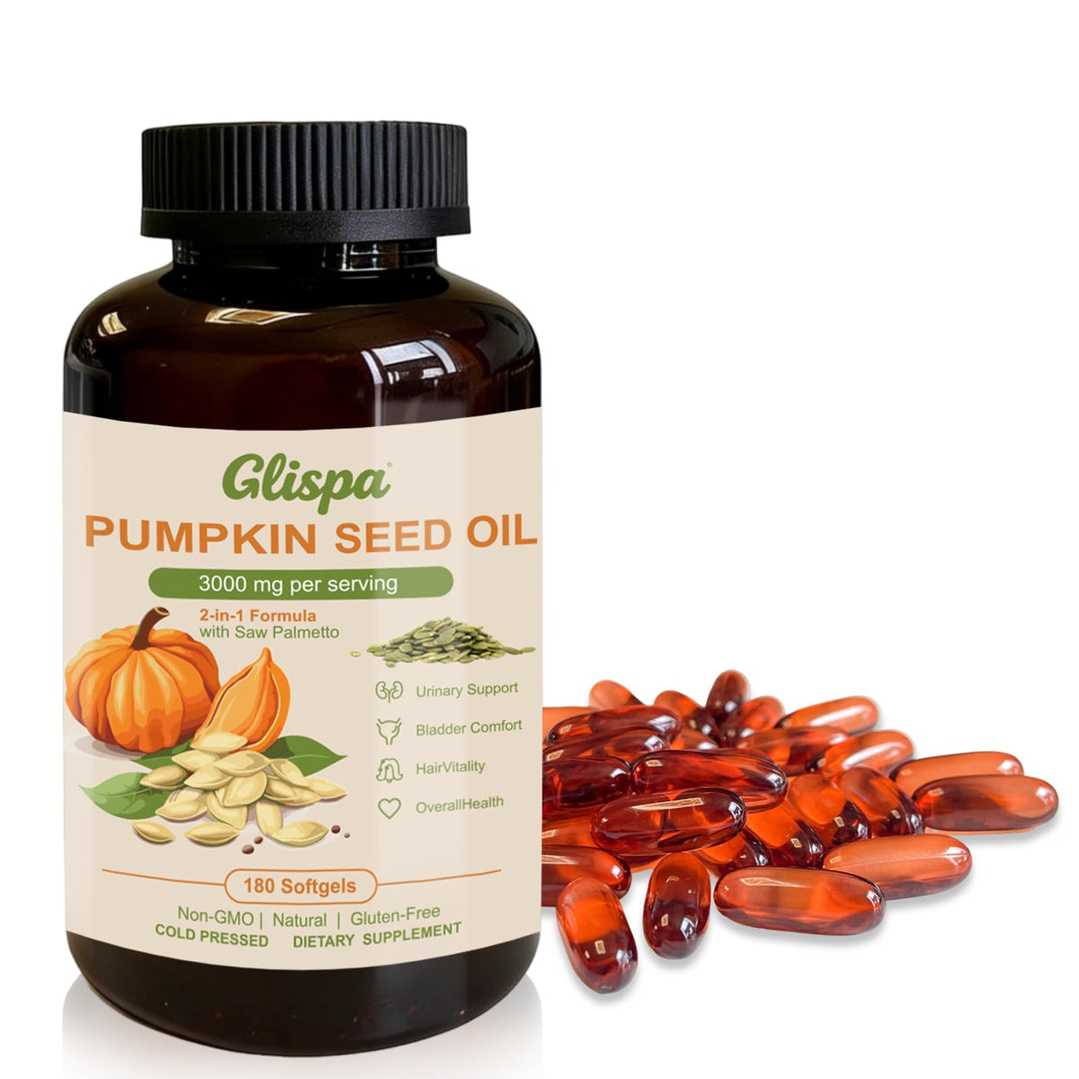 Pumpkin seed oil softgels for wellness