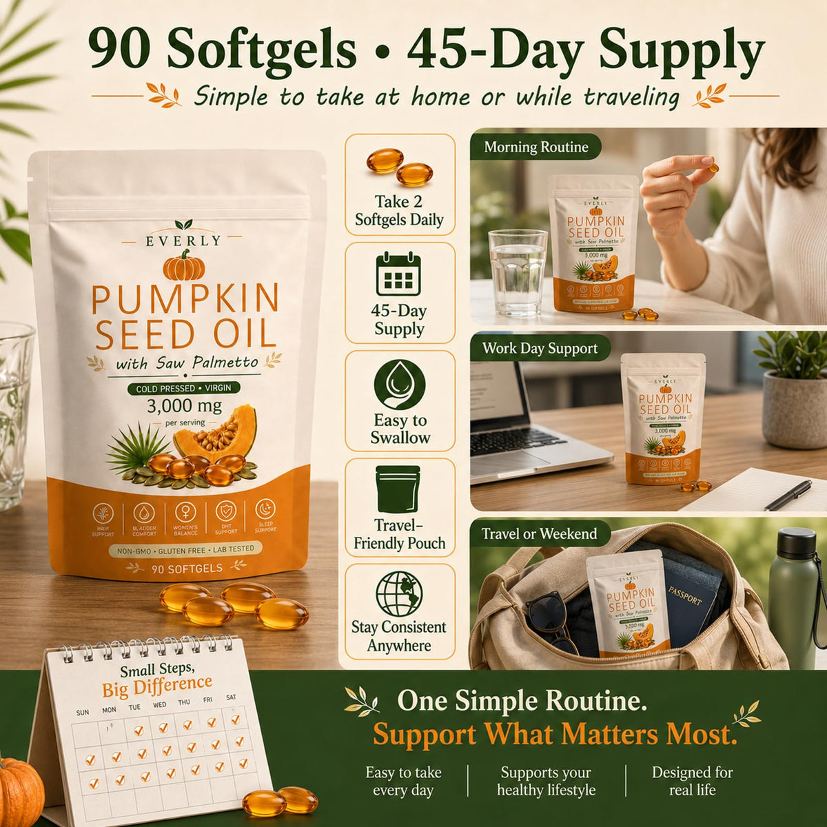 Pumpkin seed oil with saw palmetto
