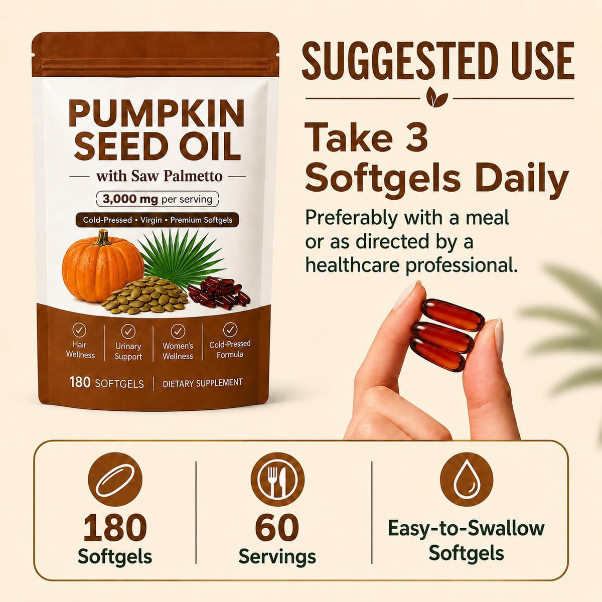 Pumpkin seed oil with saw palmetto