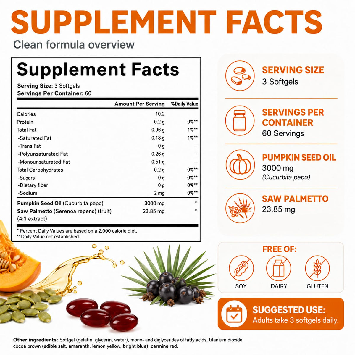 Pumpkin seed oil with saw palmetto