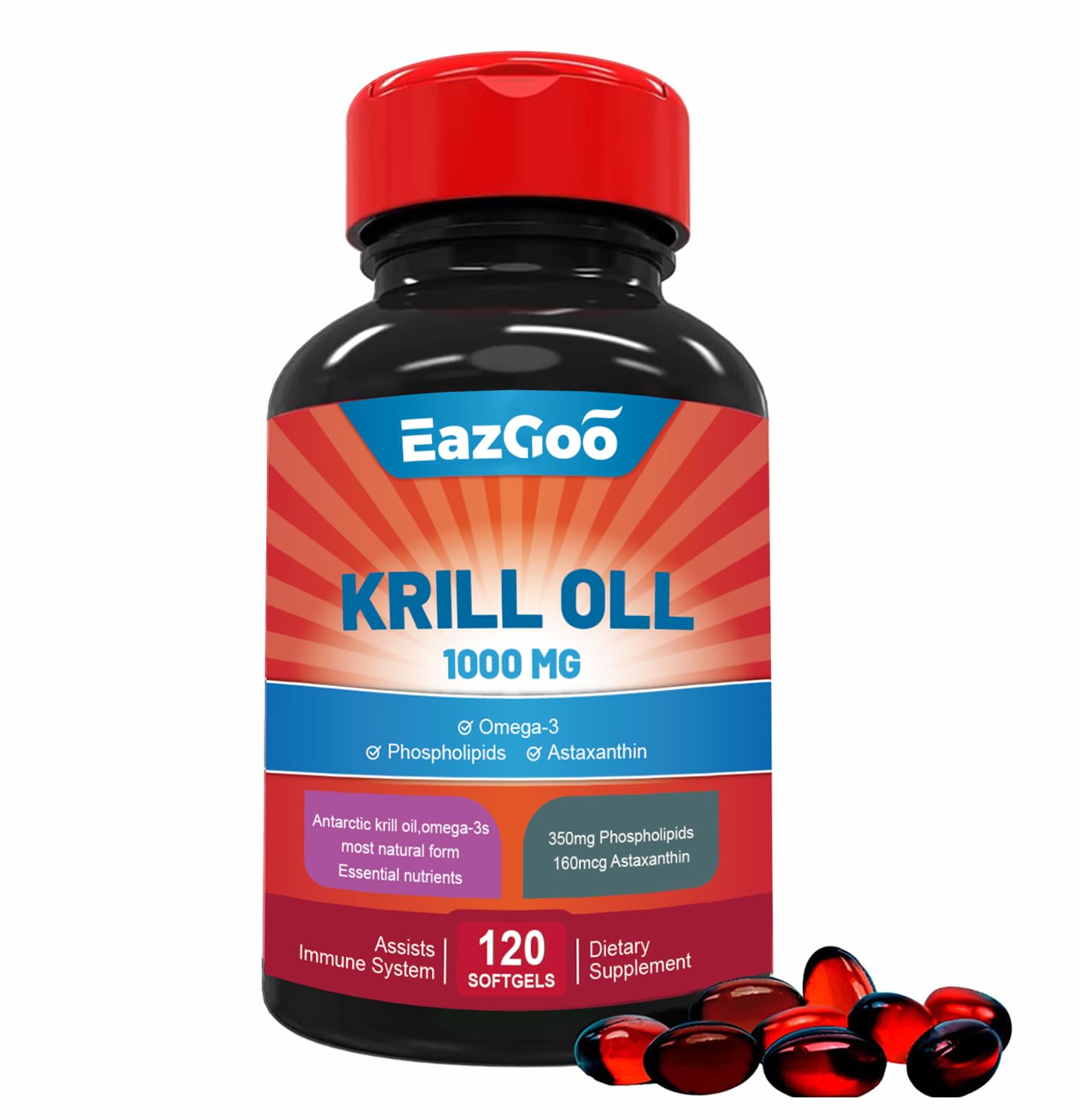 pure Antarctic krill oil softgels