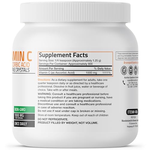 Pure ascorbic acid vitamin C supplement