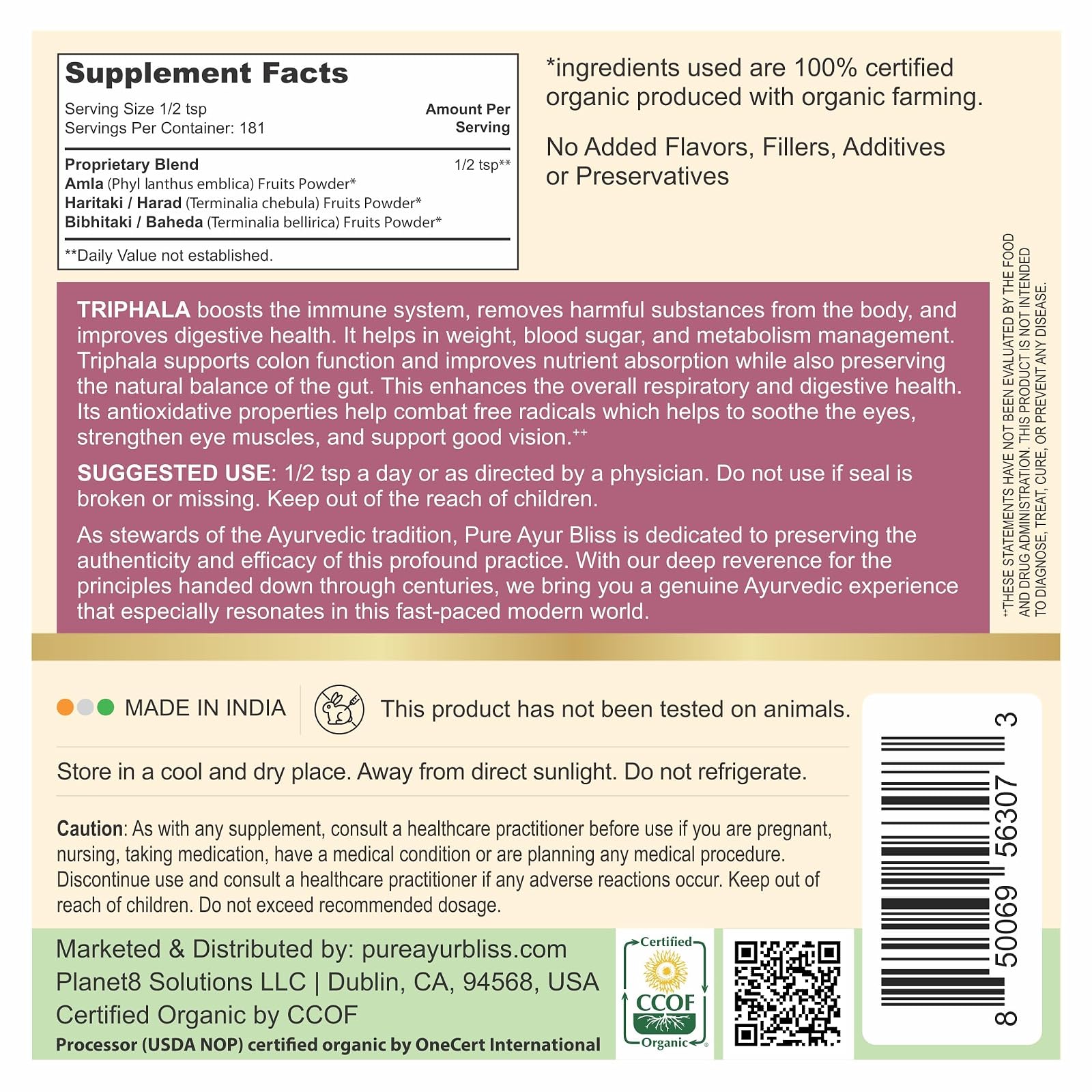 pure ayurvedic triphala for digestion