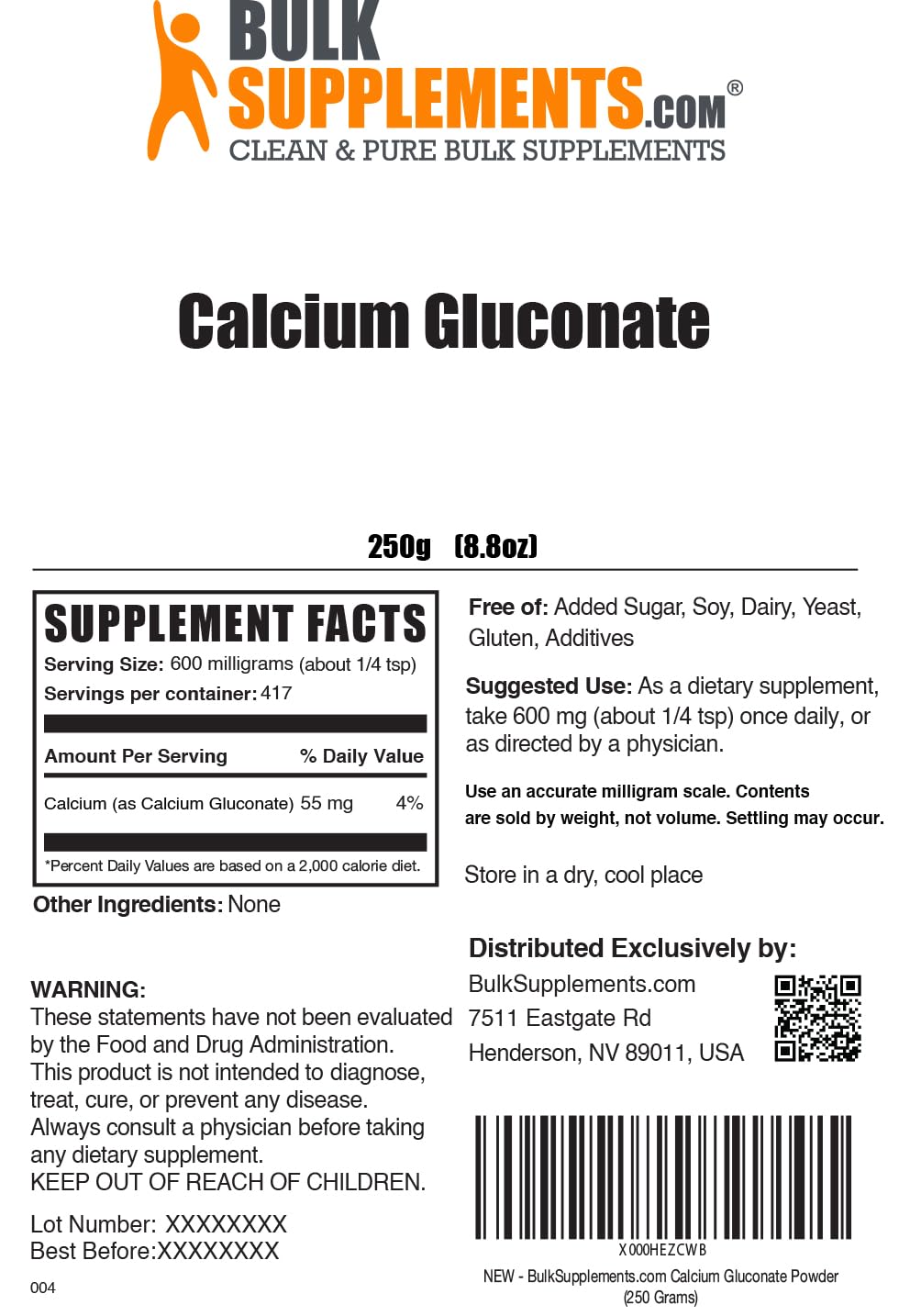 pure calcium gluconate for optimal absorption