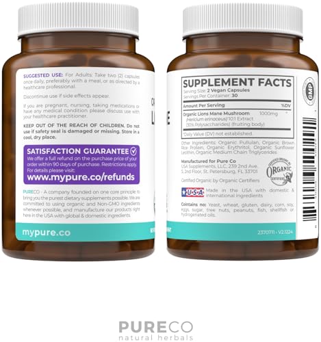 PURE CO lion's mane for overall health