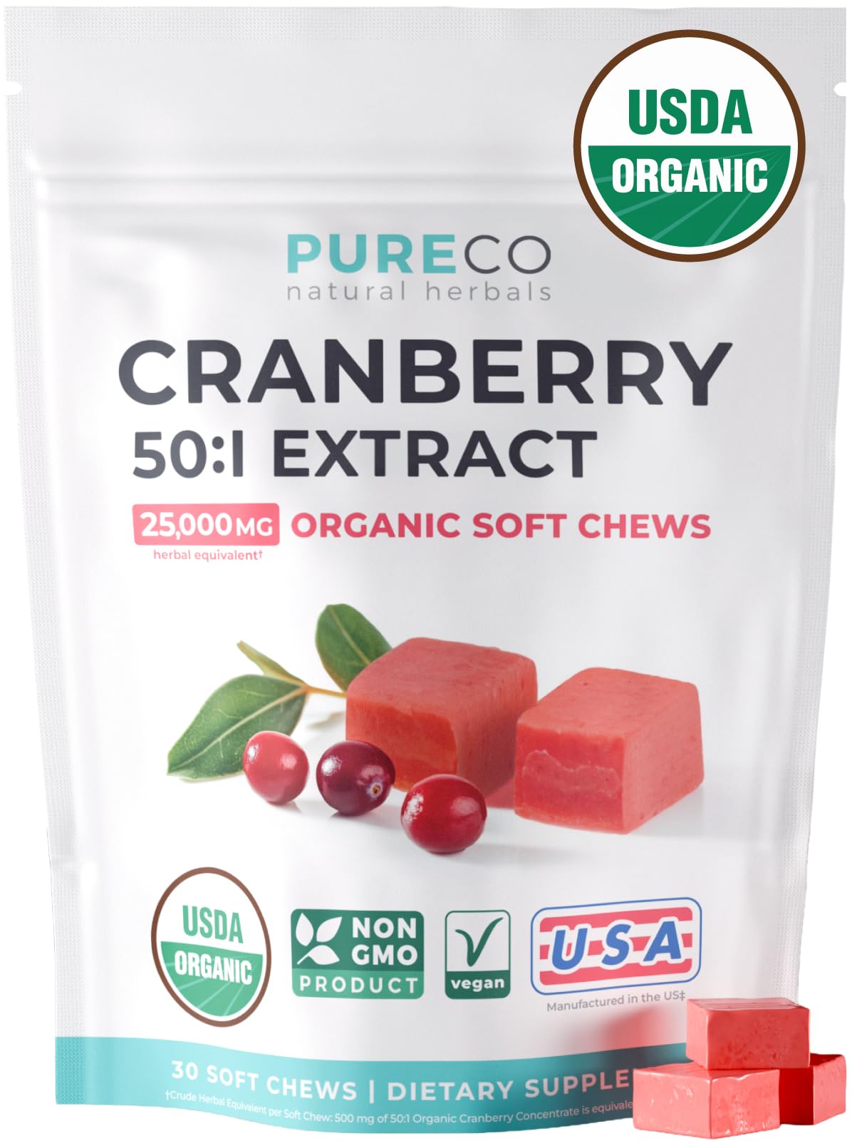 PURE CO organic cranberry chews