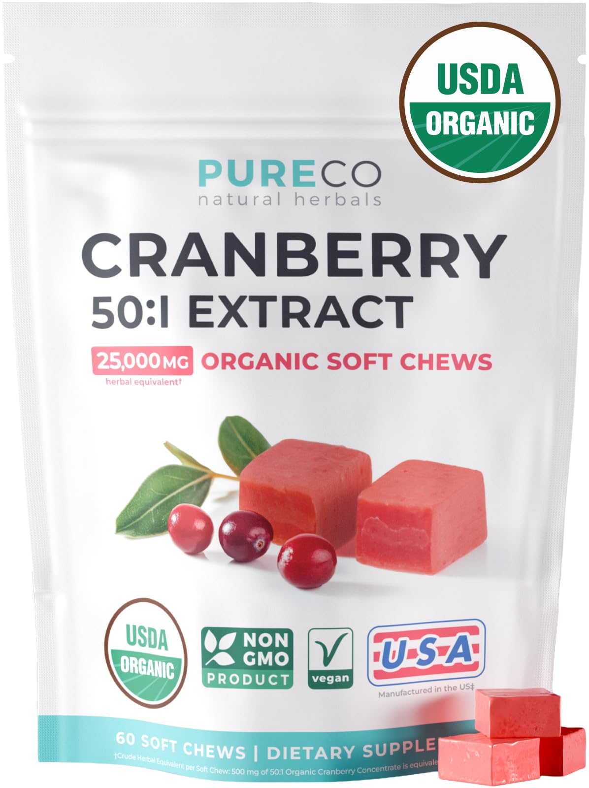 PURE CO organic cranberry chews