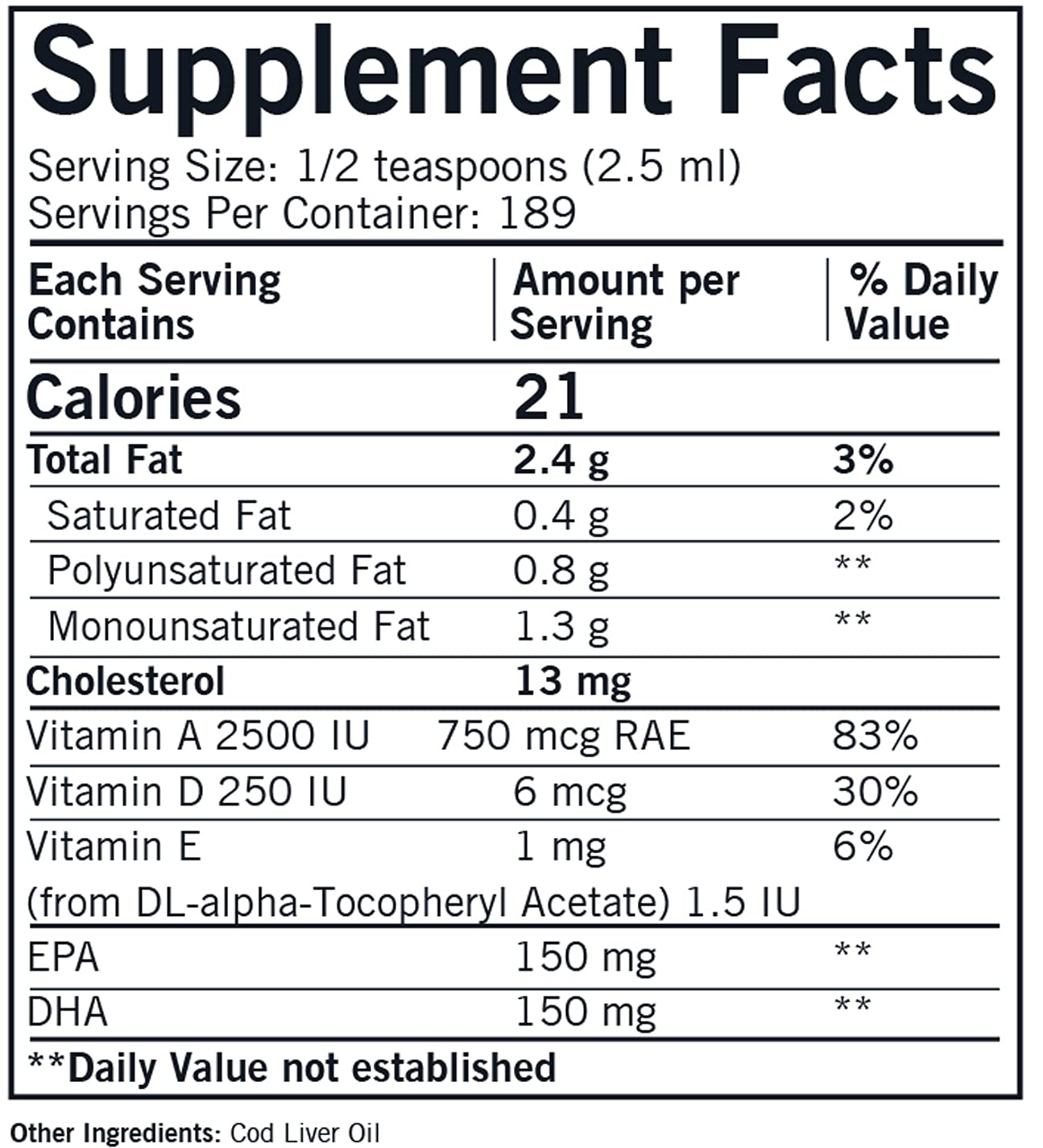 Pure cod liver oil for wellness