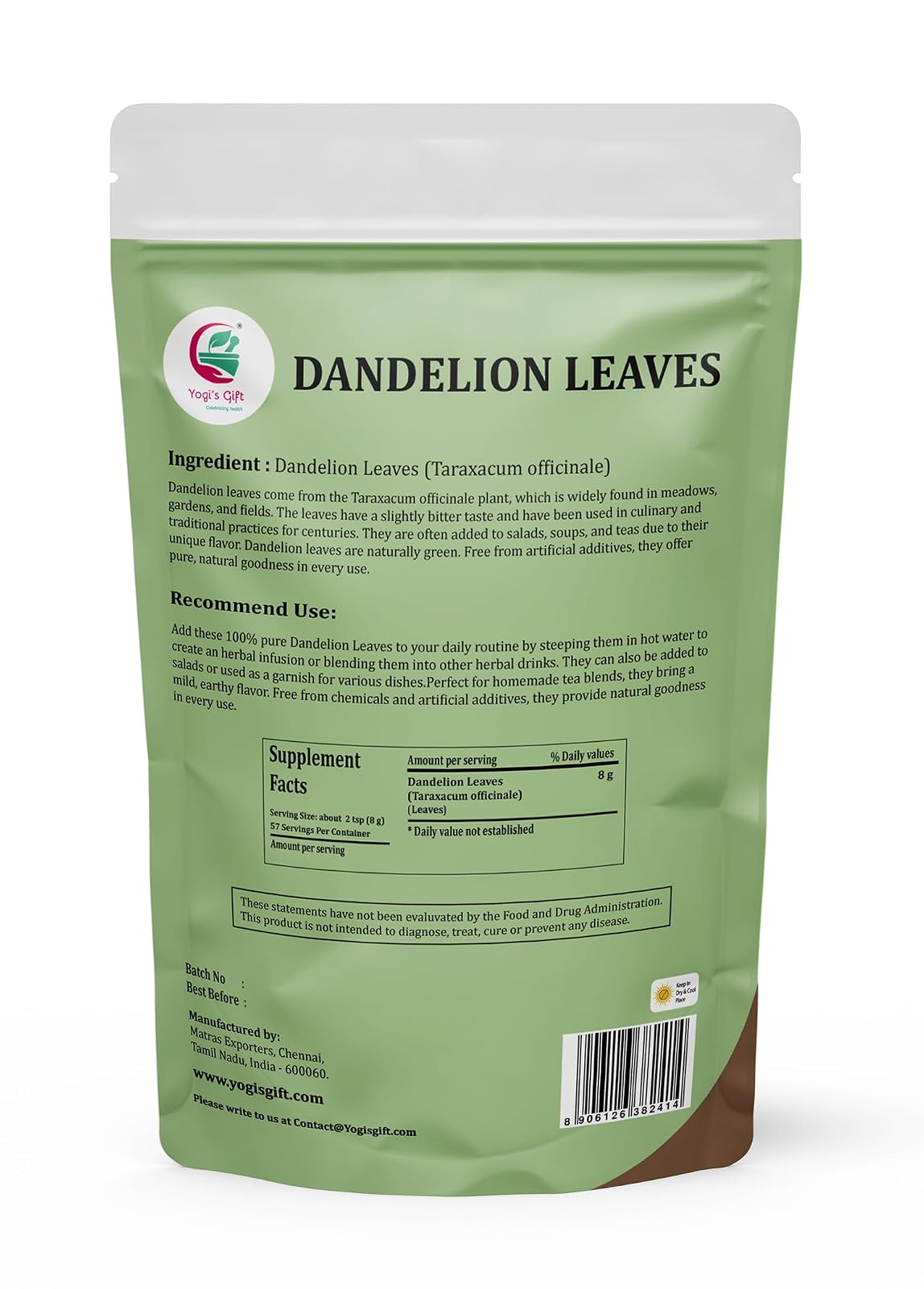 pure dried dandelion leaves for tea