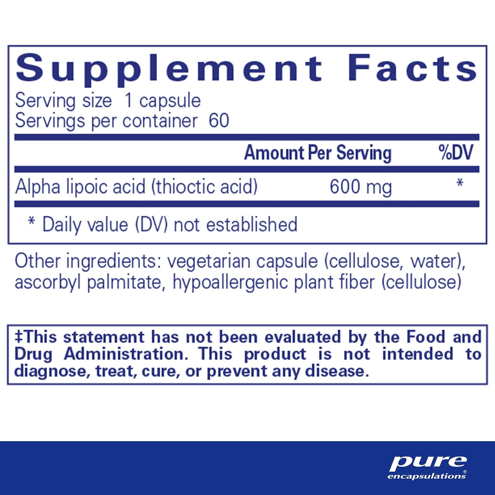 pure encapsulations alpha lipoic acid capsules