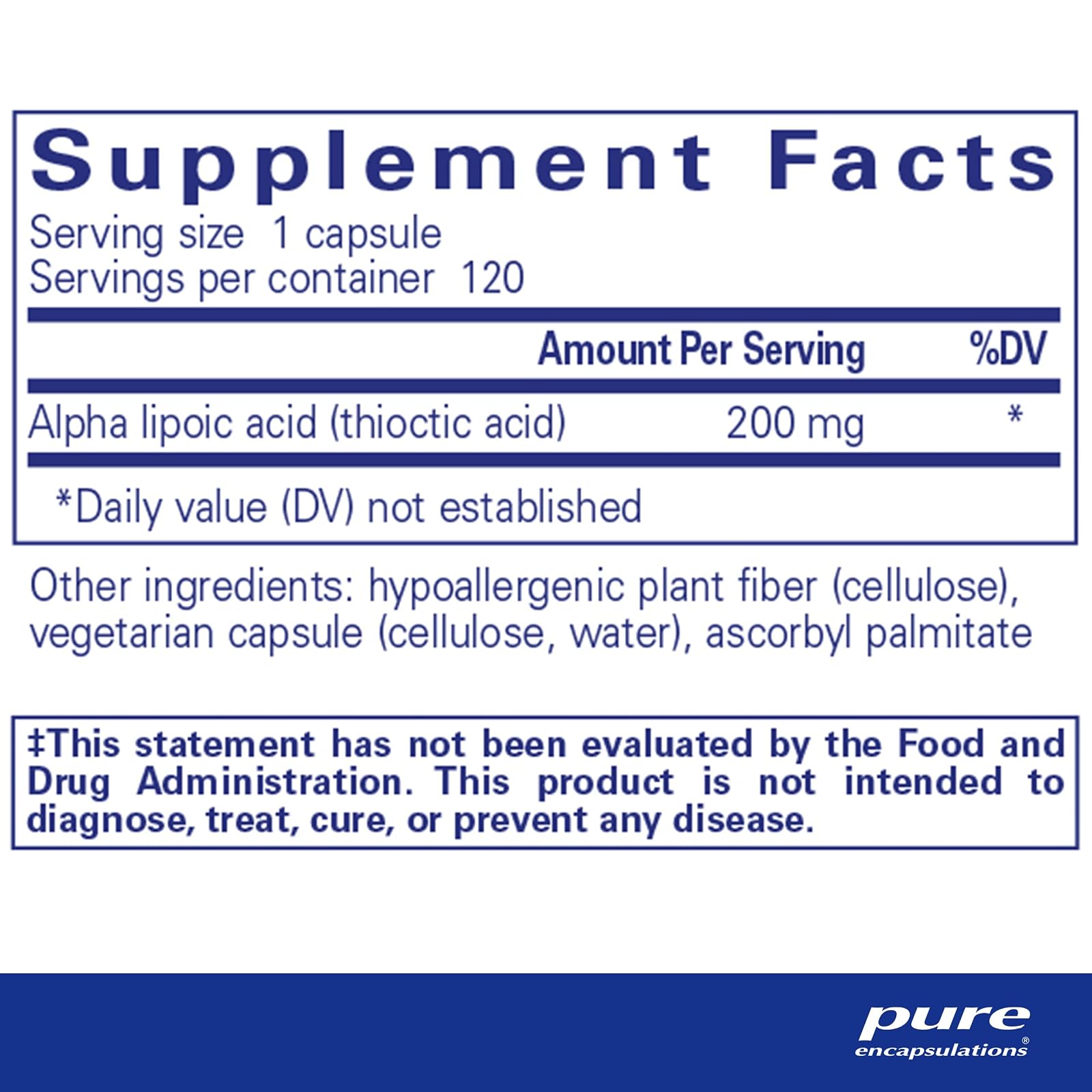 pure encapsulations alpha lipoic acid capsules