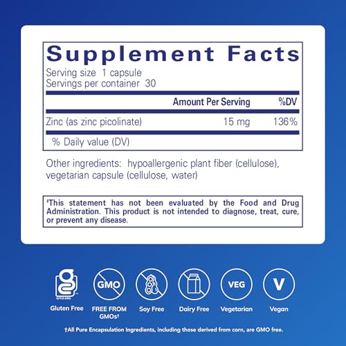Pure Encapsulations zinc benefits