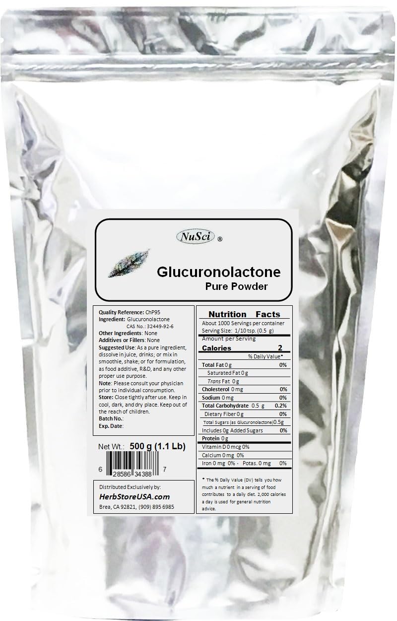 Pure glucuronolactone powder for energy
