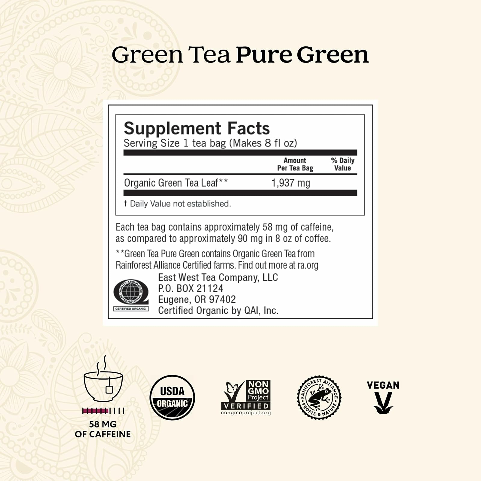 Pure green tea for relaxation