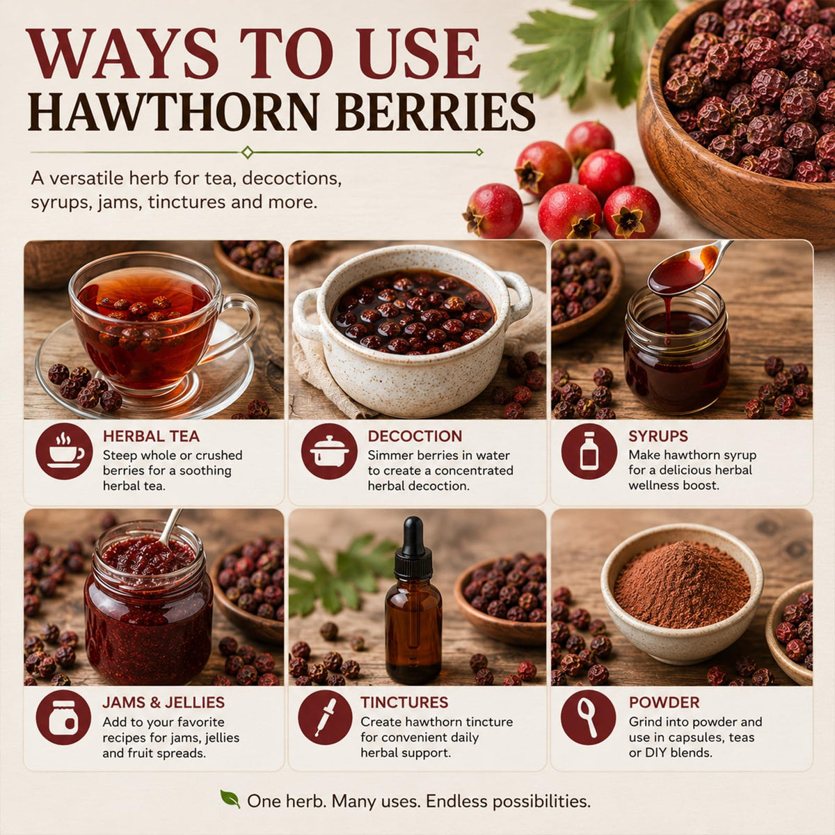 pure hawthorn berry tea leaves