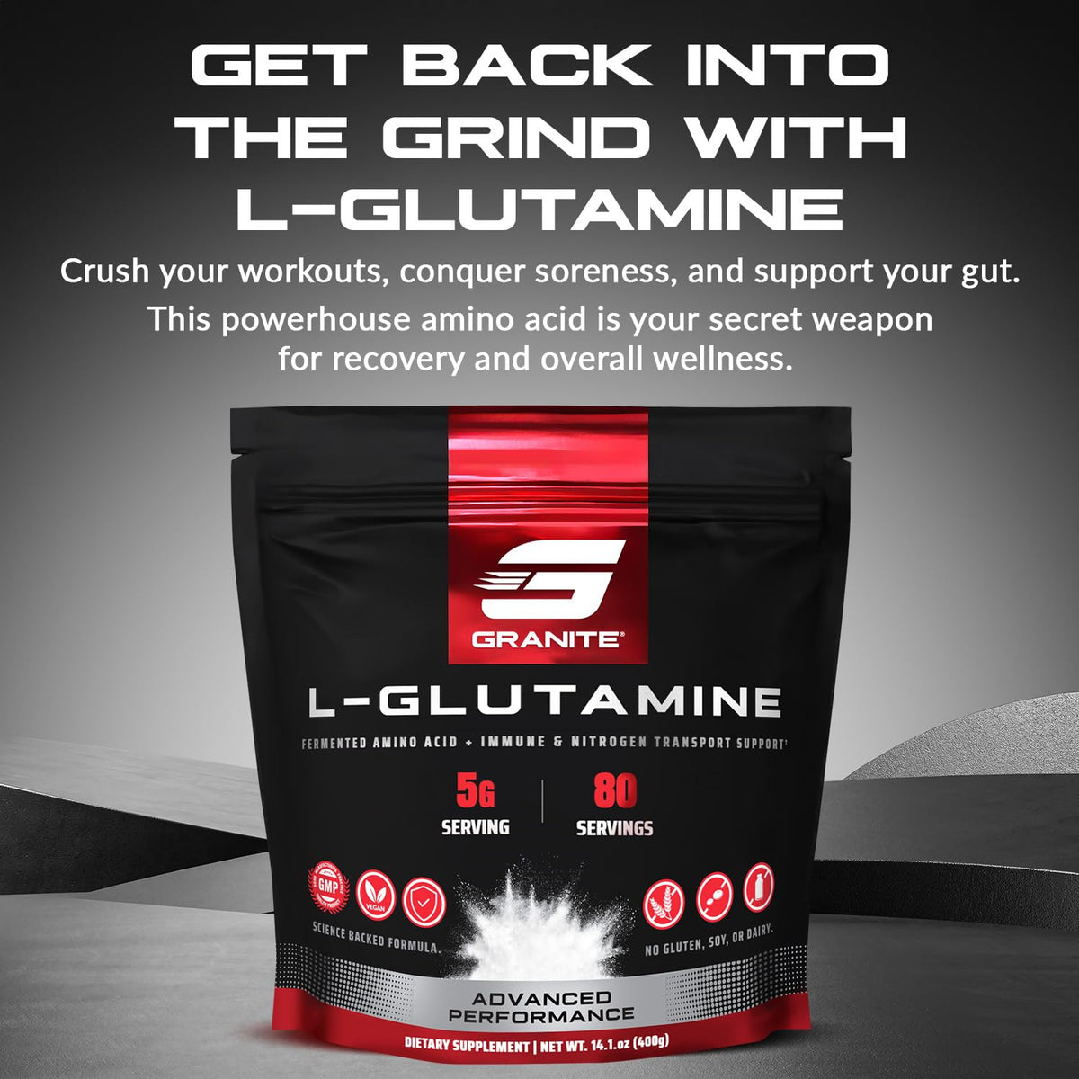 Pure L-Glutamine powder for athletes