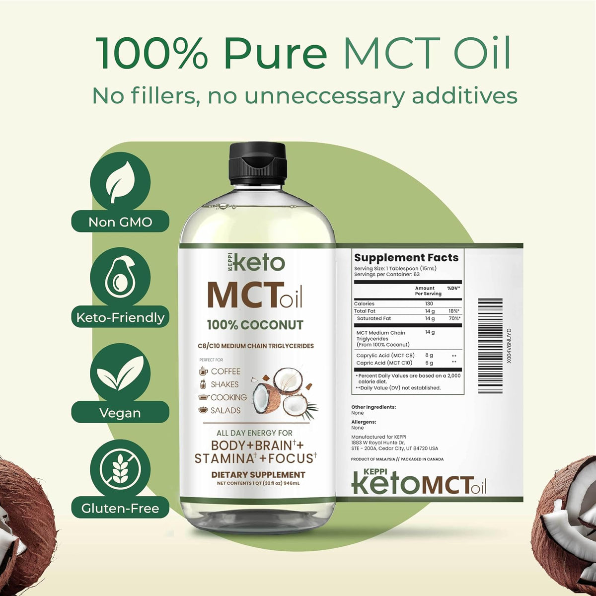 Pure MCT oil for healthy fats