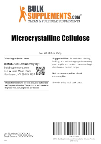 pure microcrystalline cellulose for whole food multivitamin