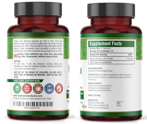 Pure moringa capsules for daily wellness