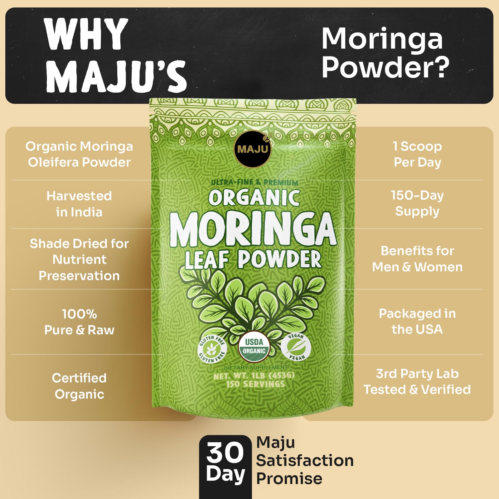 pure moringa powder for vegan recipes