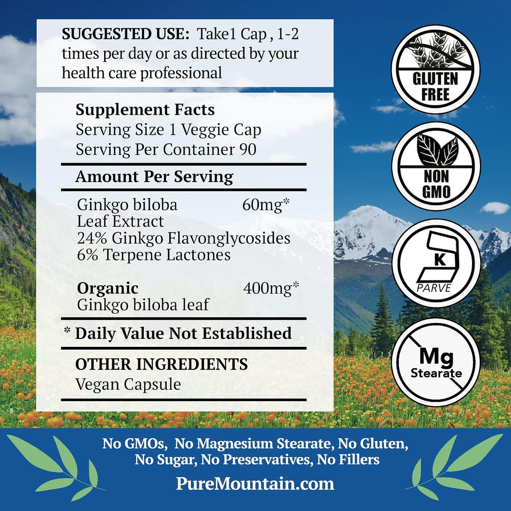Pure Mountain Botanicals ginkgo biloba benefits
