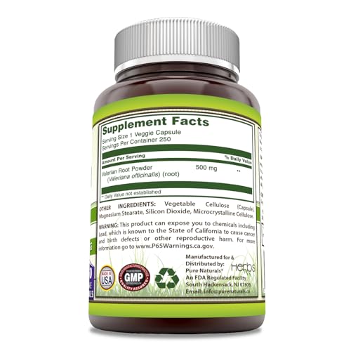 pure naturals valerian capsules 250 count