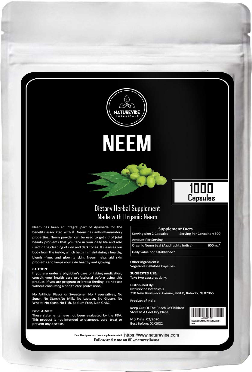 pure neem leaf capsules for health
