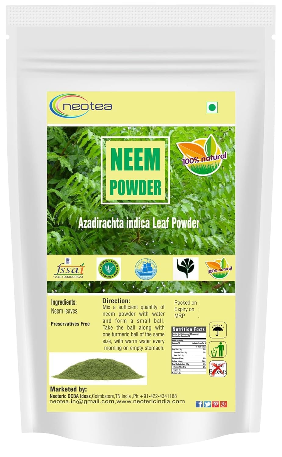 pure neem leaf powder for wellness