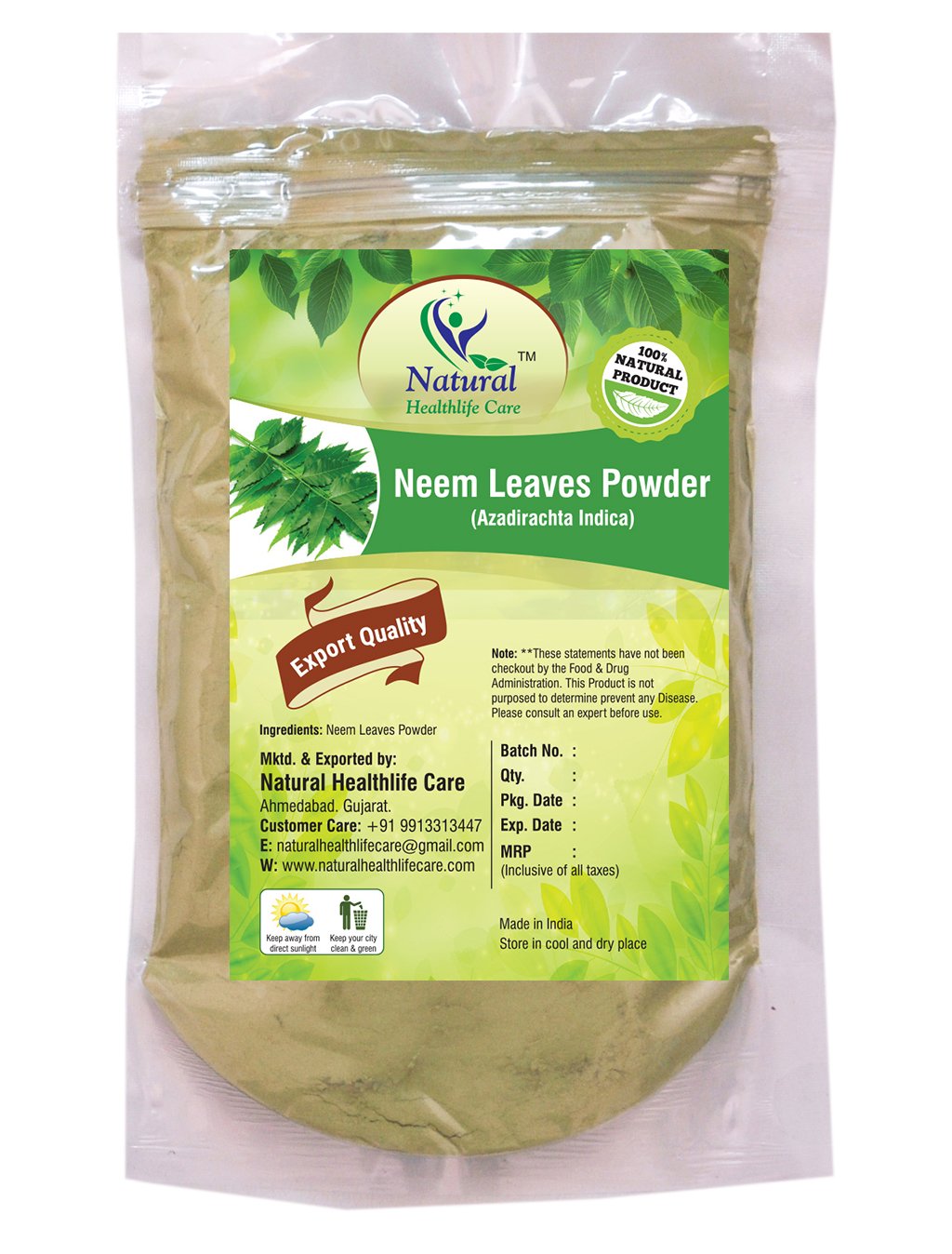 pure neem leaves powder for wellness