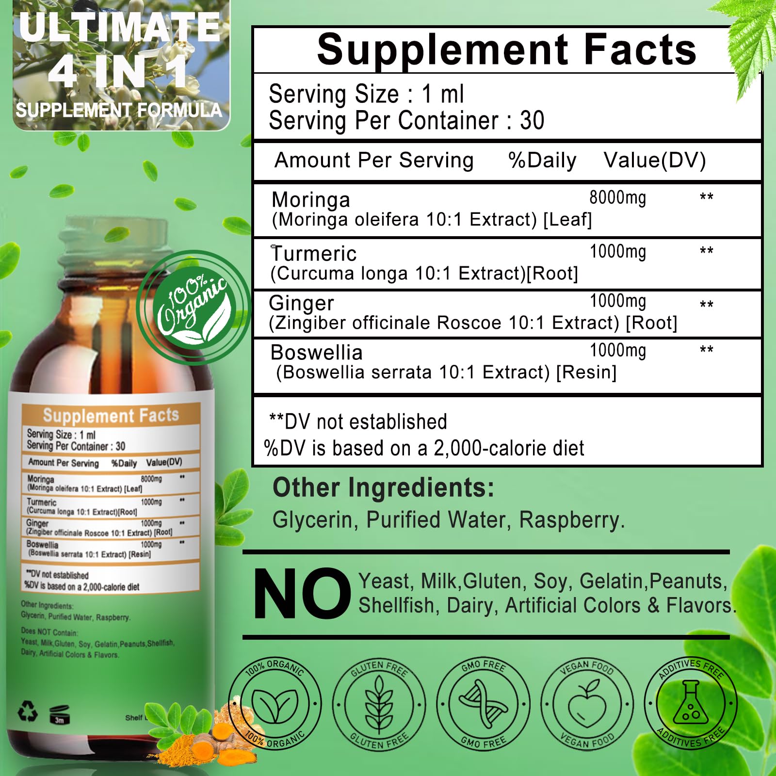 pure organic moringa extract liquid