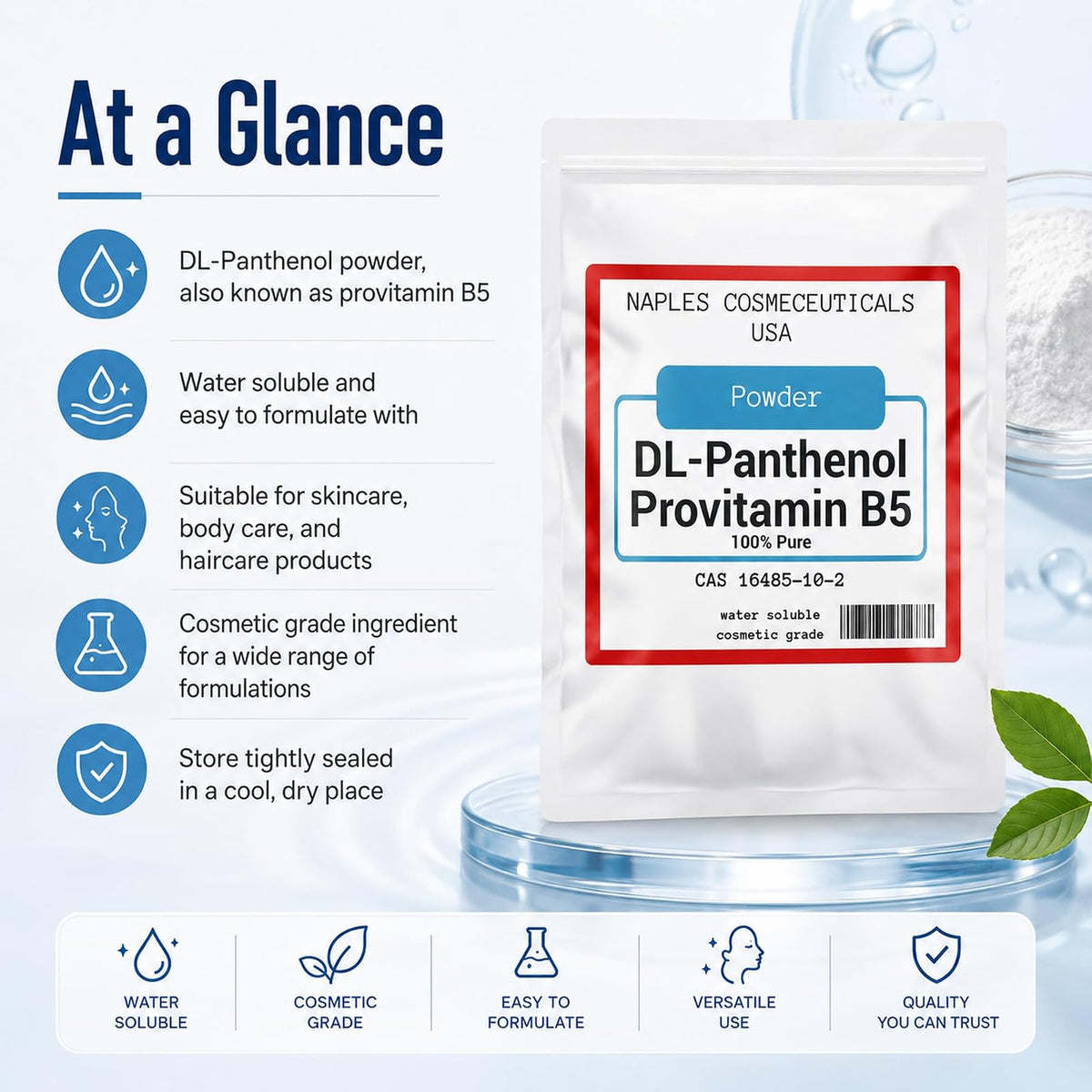pure panthenol powder for healthy hair