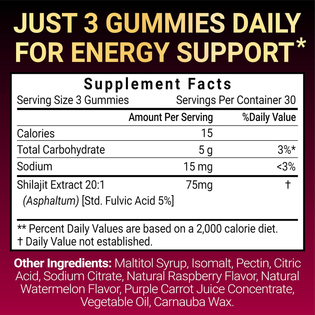 pure shilajit gummies for enhanced vitality