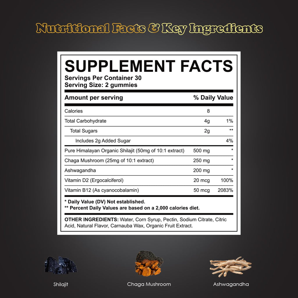 Pure shilajit resin in gummies