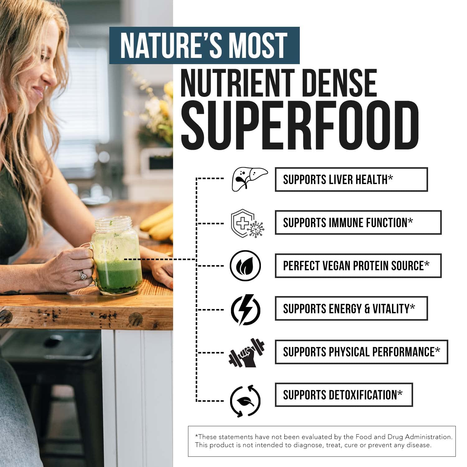 pure spirulina powder for detoxification