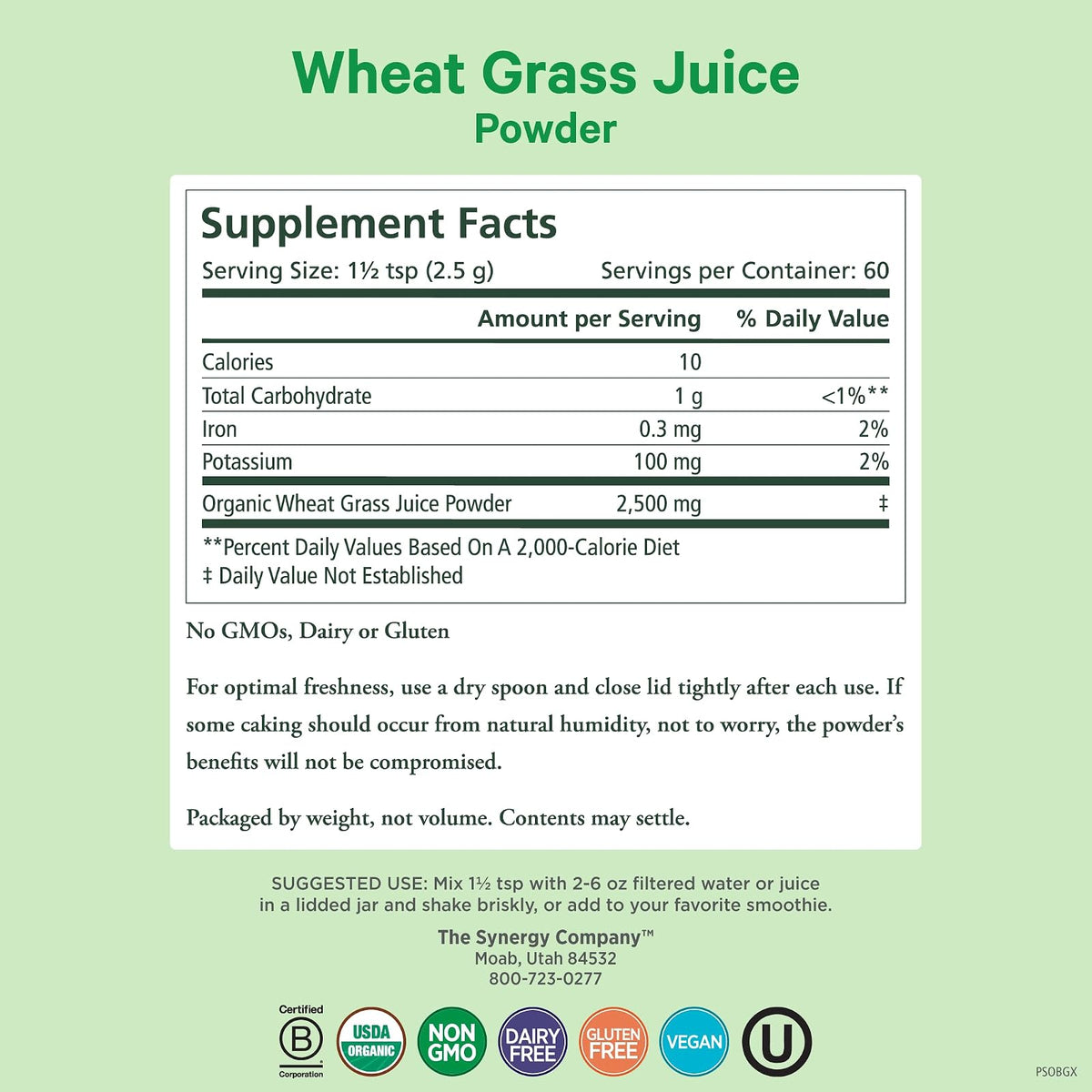 PURE SYNERGY wheatgrass for energy boost