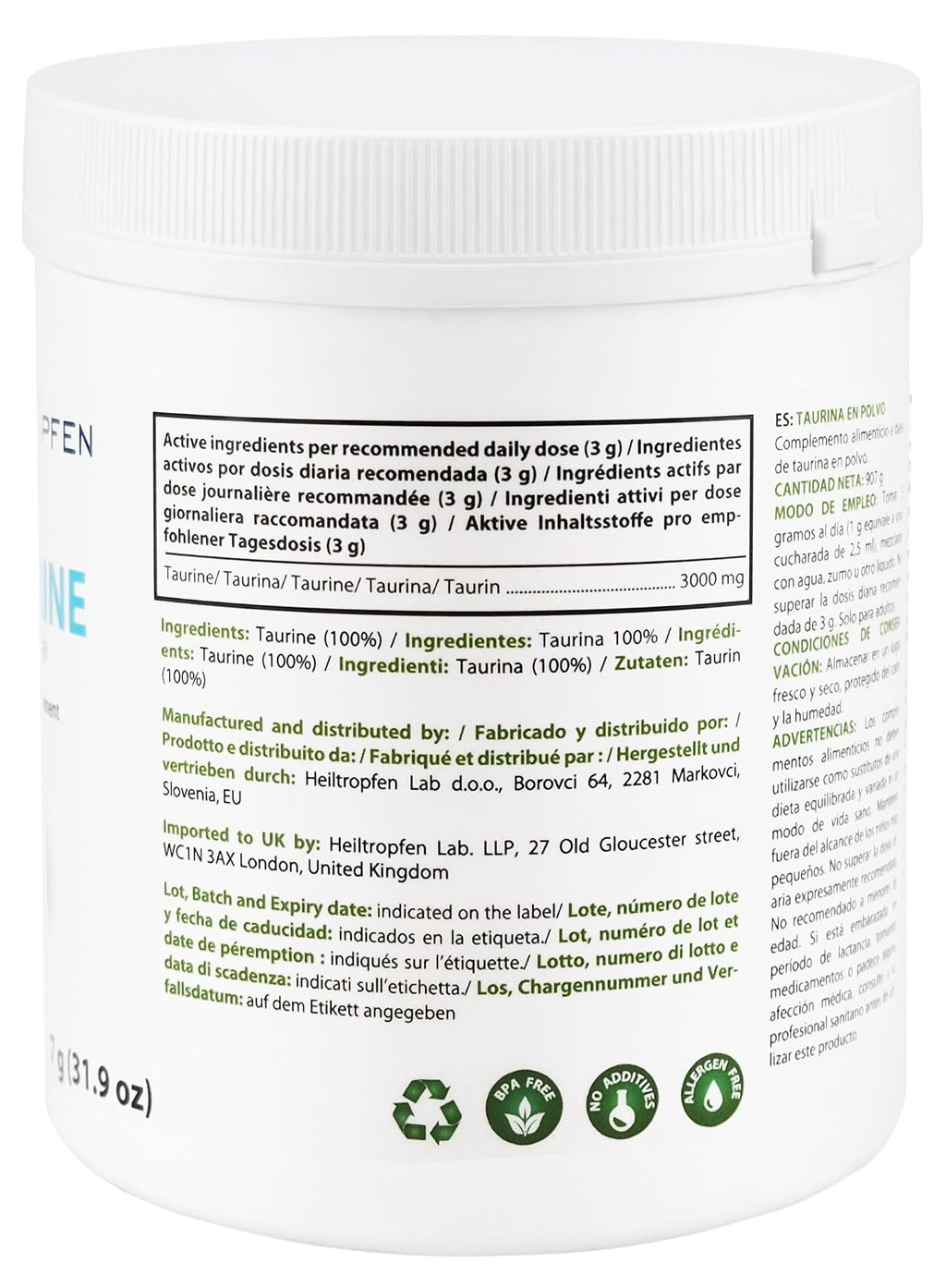 pure taurine powder for better focus