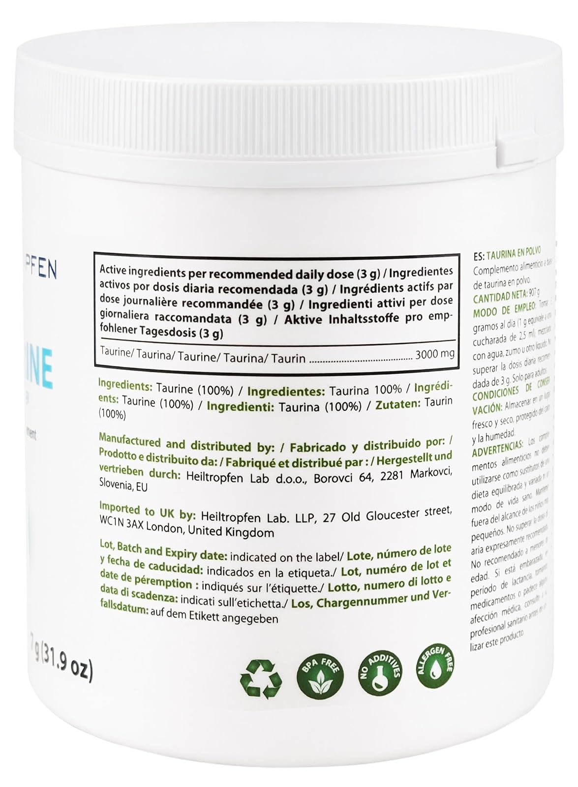 pure taurine powder for better focus