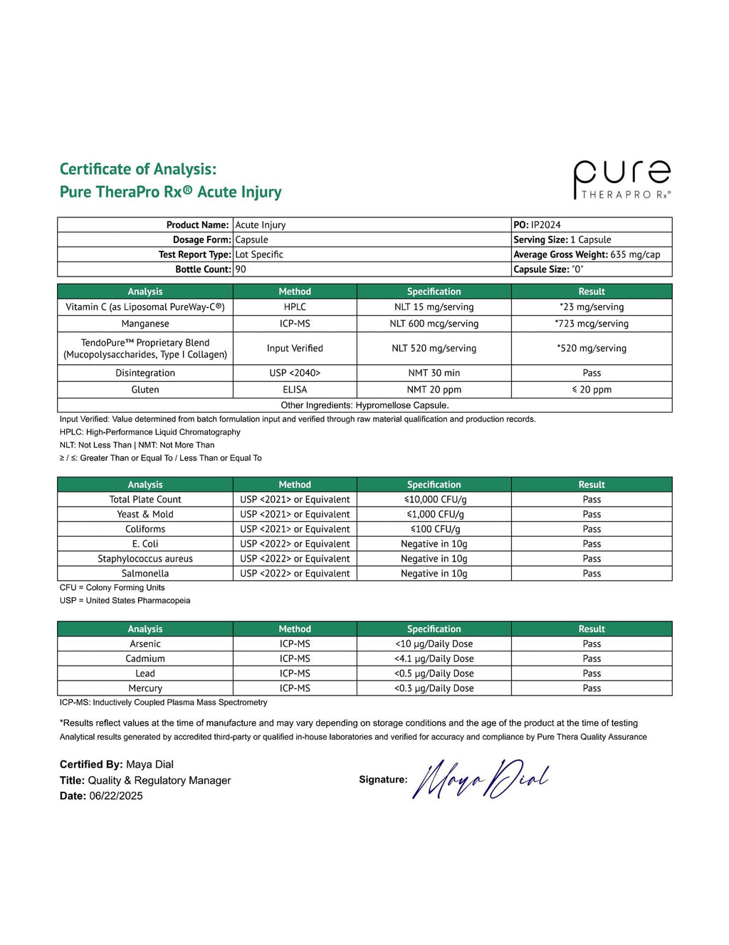 pure therapeutics blended vitamin & mineral capsules