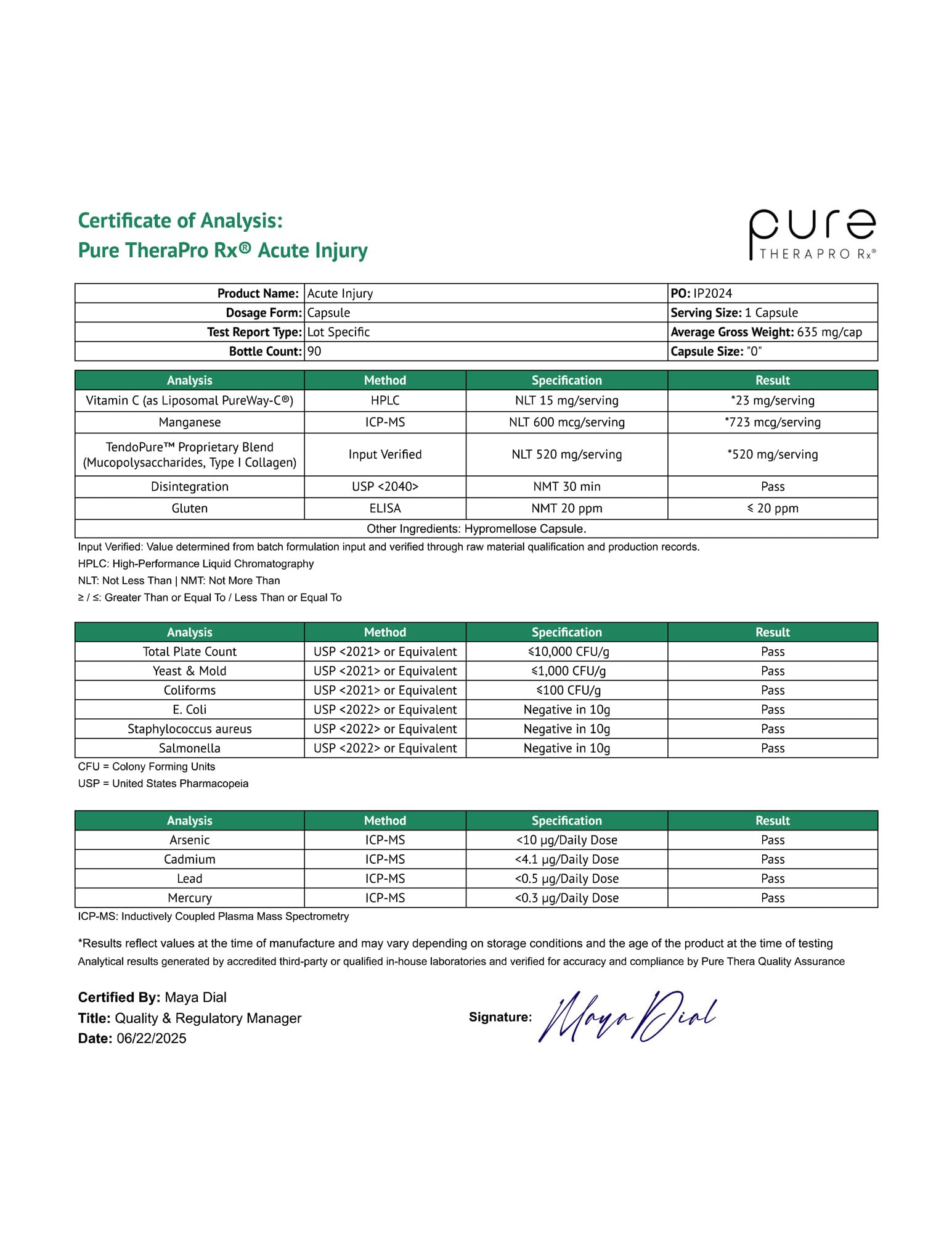pure therapeutics blended vitamin & mineral capsules